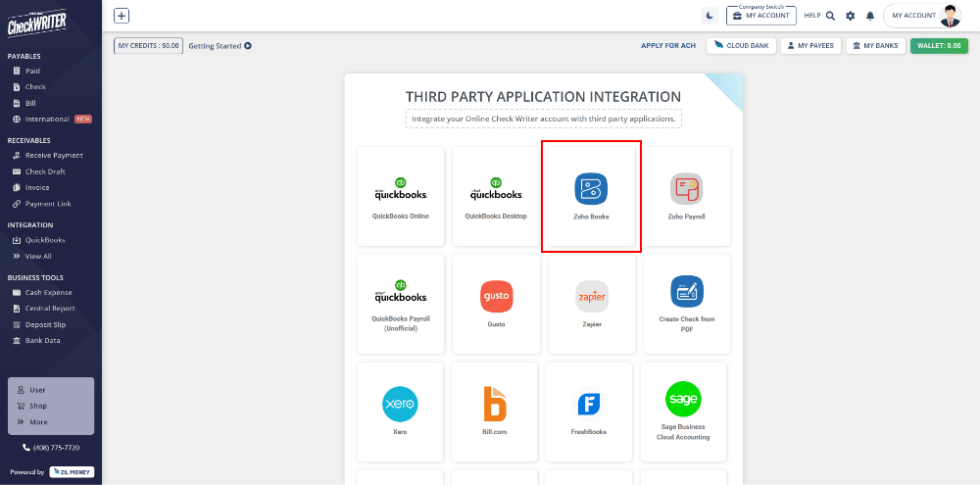 Zoho Books Integration - Import Bills, Invoice, Checks